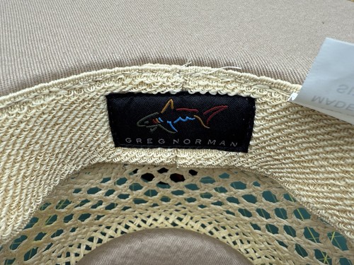 Greg Norman Signature Straw Hat w/ Embroidered Shark Logo Teal Band ...