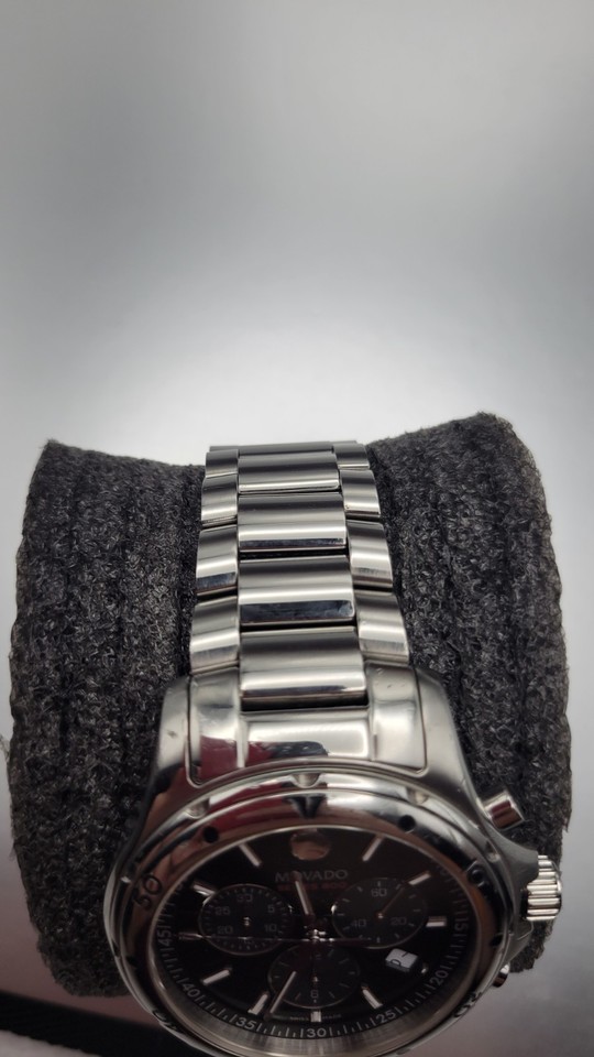 Movado Series 800 Chronograph Black Dial Steel 2600110 Mens Swiss 42mm ...