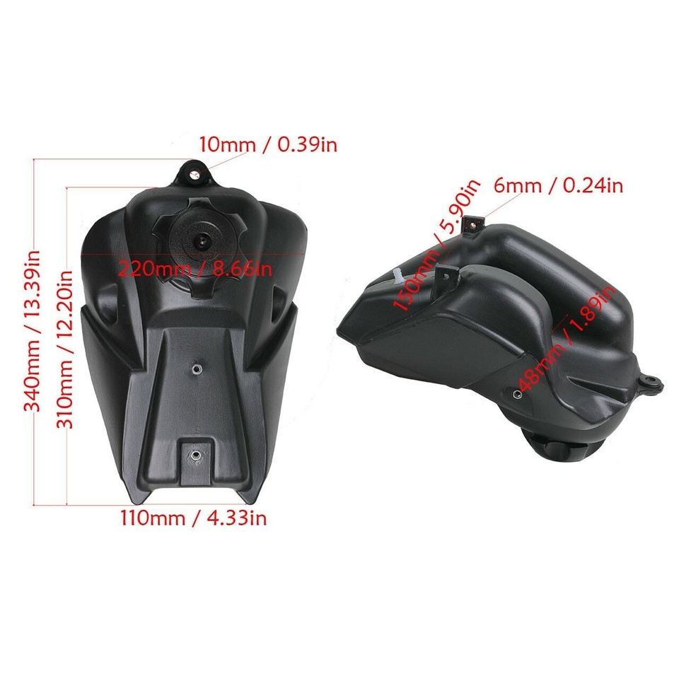 Plastic Fuel Gas Tank w/ Valve Petcock For Kawasaki KLX110 KX65 Suzuki ...