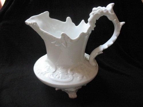 Beautiful Intricate White 3 footed Pitcher with Handle- Ceramic | eBay