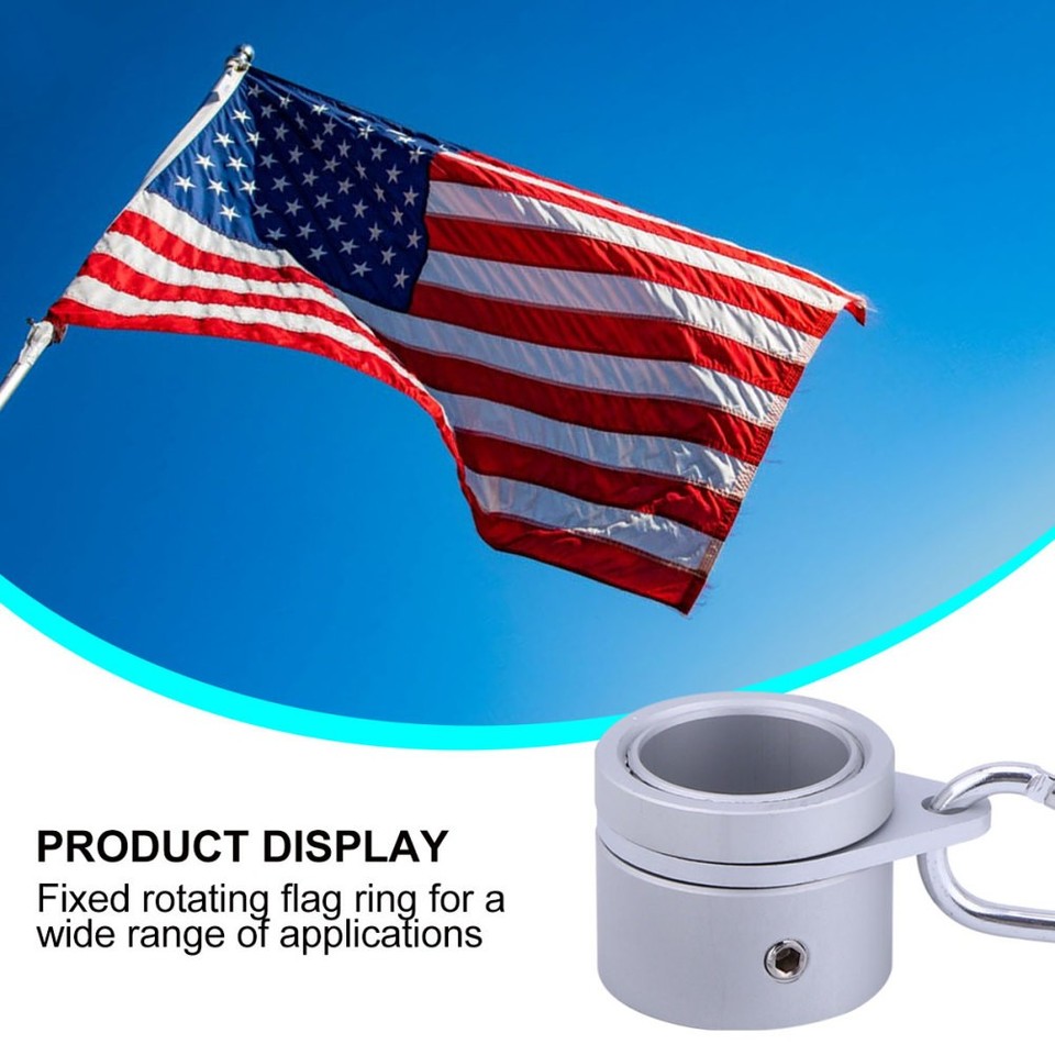 Flag Pole Retainer Flagpole Bracket Rotatable Ring with Carabiner | eBay UK