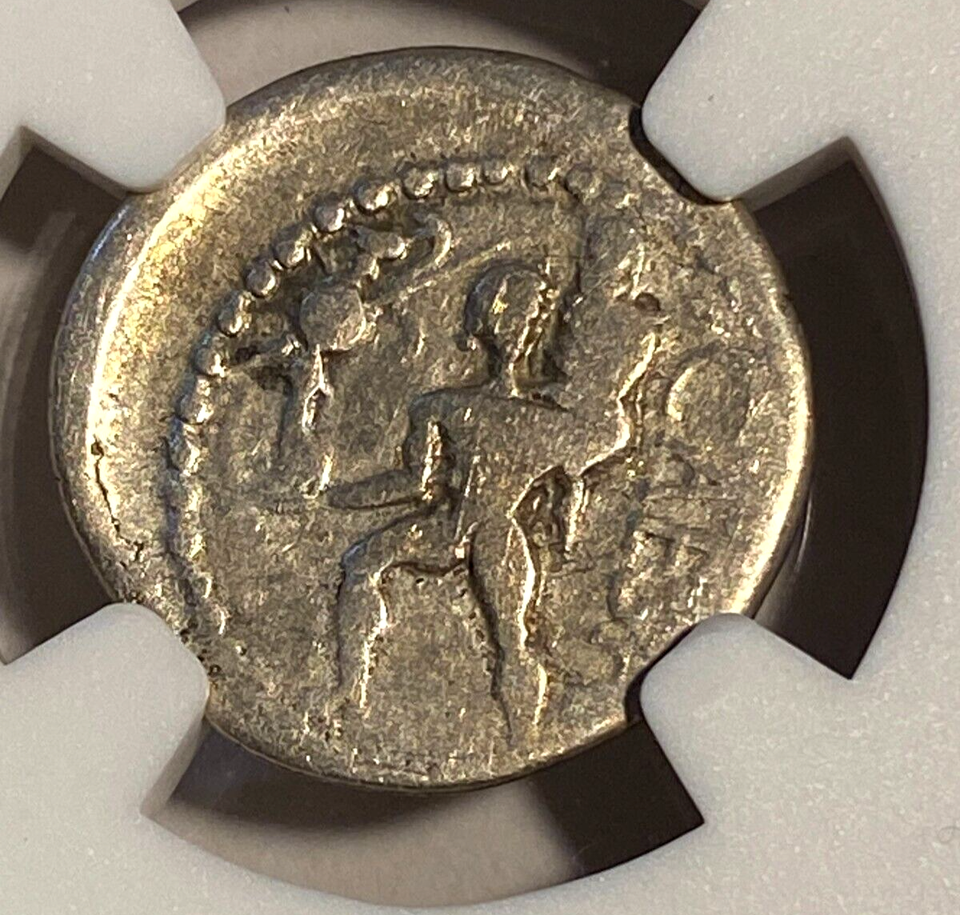 #A8095,Julius Caesar AR Silver Denarius Venus Aeneas Anchises NGC F ...