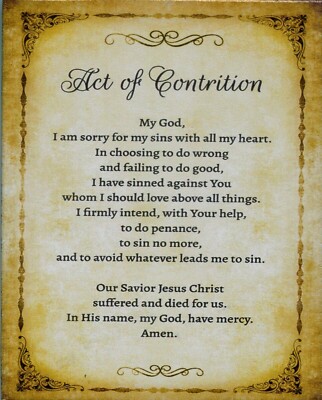 Catholic print picture Act of Contrition 8" x 10" ready to be framed | eBay