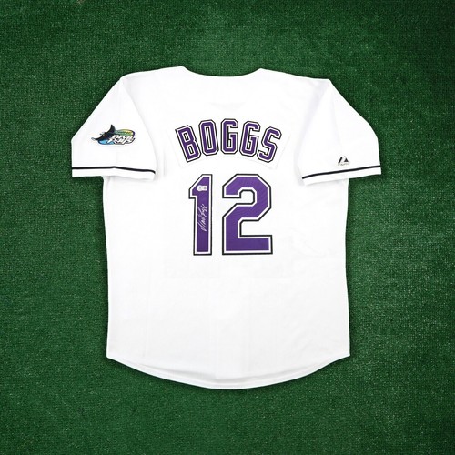 Wade Boggs signed 1999 Tamps Bay Devil Rays Throwback Home Jersey BAS ...