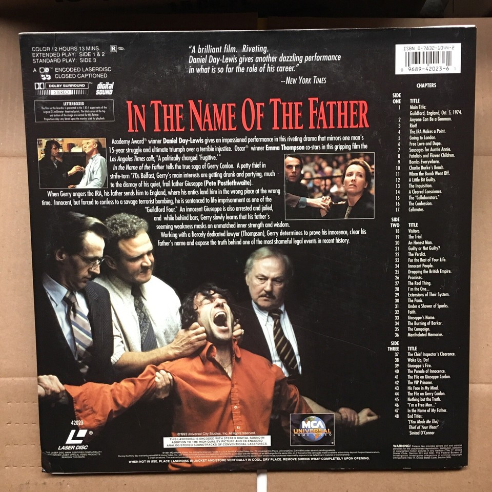 In the Name of the Father (Laserdisc, 1994) DANIEL DAY-LEWIS EMMA ...