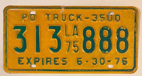 Louisiana 1975 PO TRUCK TRIPLE NUMBER "8" License Plate # 313 888 | eBay