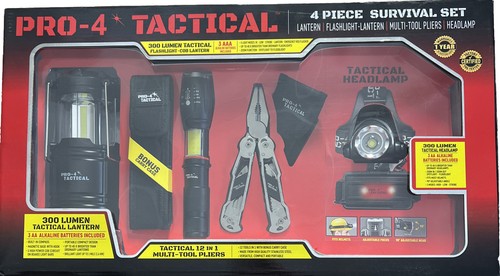 Pro 4 Tactical Survival Set With Lantern/flashlight/multi Tool Pliers ...