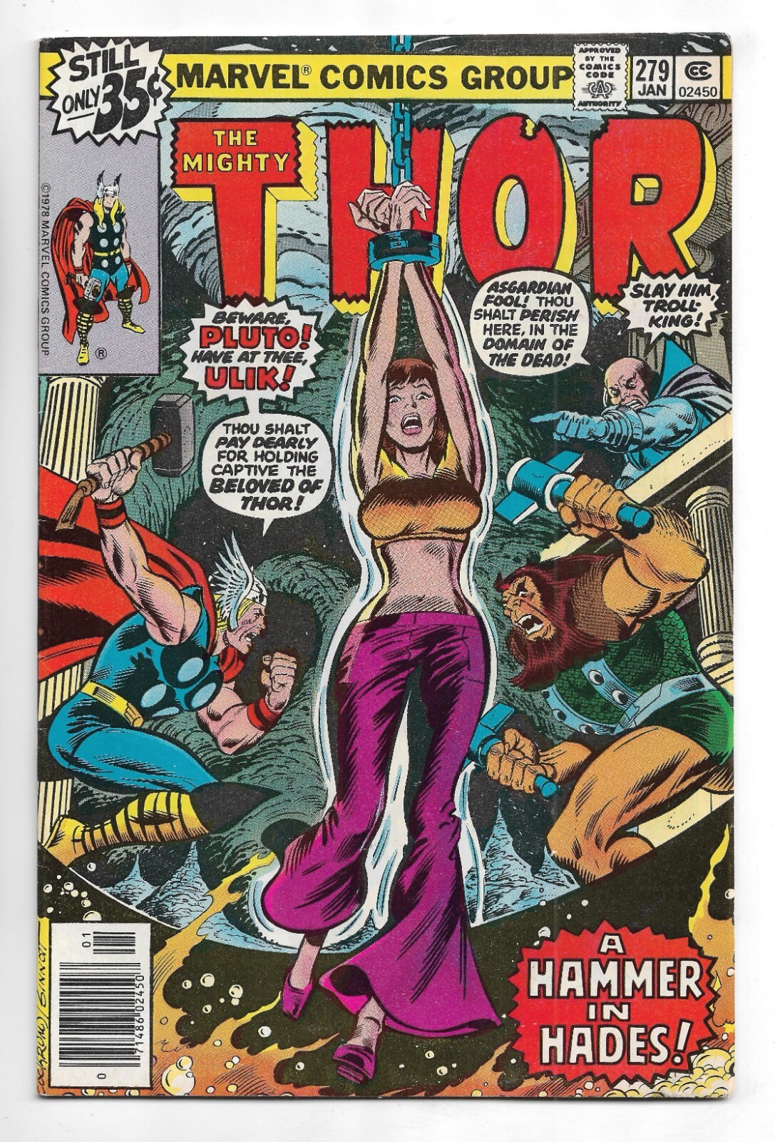 Thor #279 Marvel Comics 1978 Alan Kupperberg art / Loki / Pluto / Jane ...