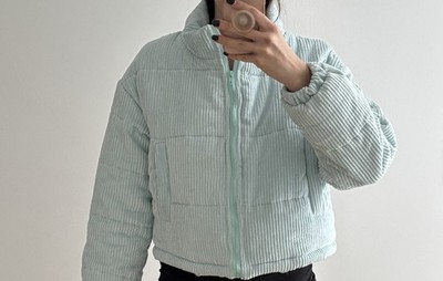 Bomber Jacke Kurzjacke Cord Mintgrün Gr. XS Mint Türkis Pastell Weich ...