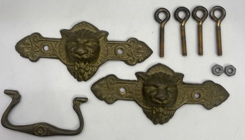 2 Antique Victorian Pressed Brass Lion Drawer Pulls Vintage | eBay