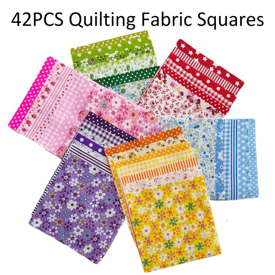 42PCS Quilting Cotton Fabric Squares, Floral Pattern 5x5 Inch Pre-Cut ...