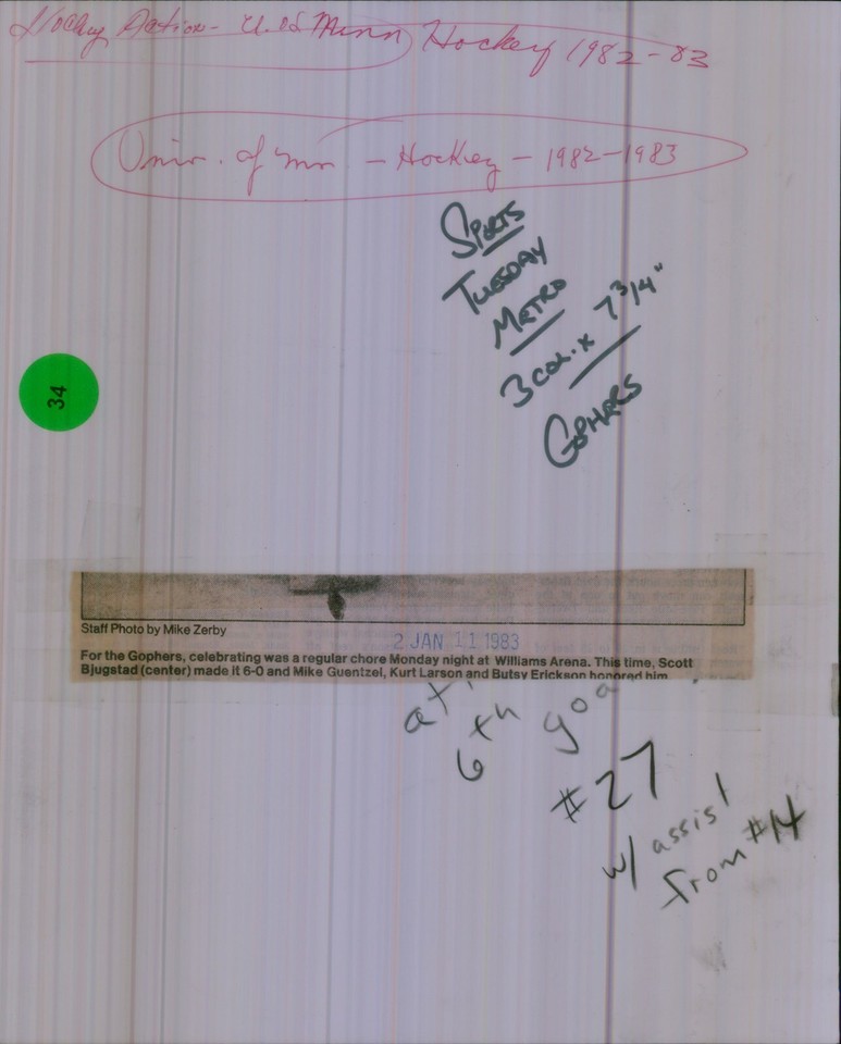 LG772 1983 Original Mike Zerby Photo MINNESOTA GOLDEN GOPHERS College ...