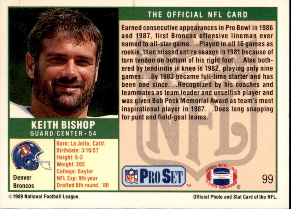 1989 Pro Set #99 Keith Bishop NM | eBay