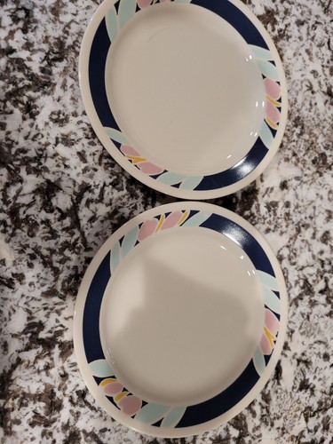 2 Corelle TULIP ACCENTS Design 7 inch Dessert Bread Plate Very Good ...
