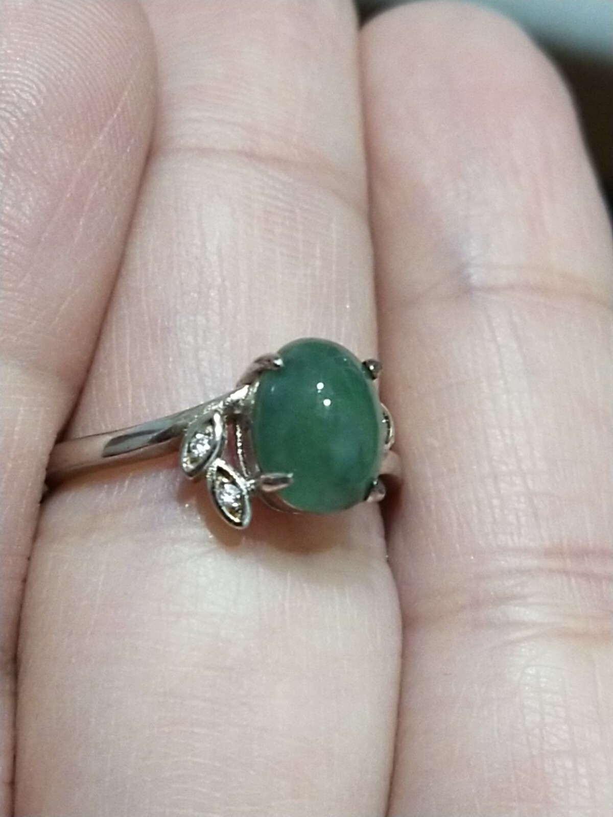 Natural Grade A Jadeite Jade blue green gemstone 925 silver Ring size ...