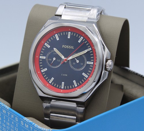 Fossil Evanston Silver Blue Multifunction BQ2774 Men's Watch | eBay