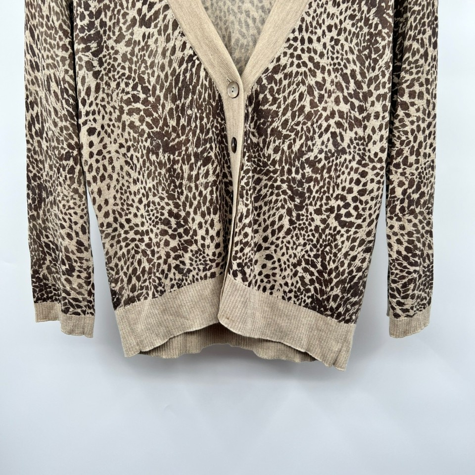 Talbots Vintage Silk Cashmere Cardigan Button Up Cheetah Print Size ...
