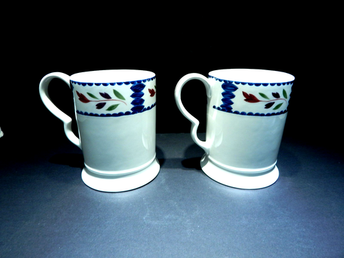 SET OF 2 ADAMS LANCASTER PATTERN LARGE HAND PAINTED 5 INCH TANKARD MUGS ...