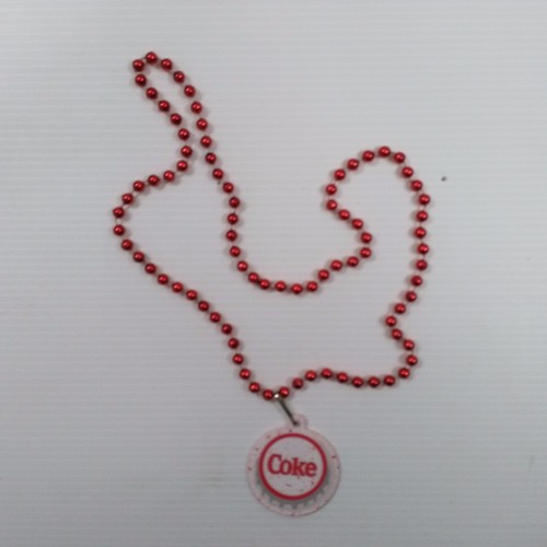 Coca-Cola Red Bead Necklace with white Coke Medallion | eBay