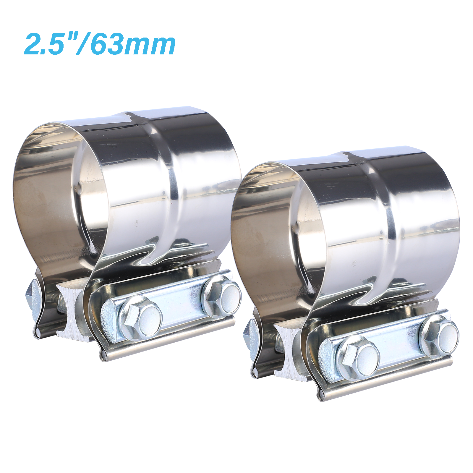 2Pcs 2.5" Stainless Exhaust Band Clamp Step Clamps for Catback Muffler ...