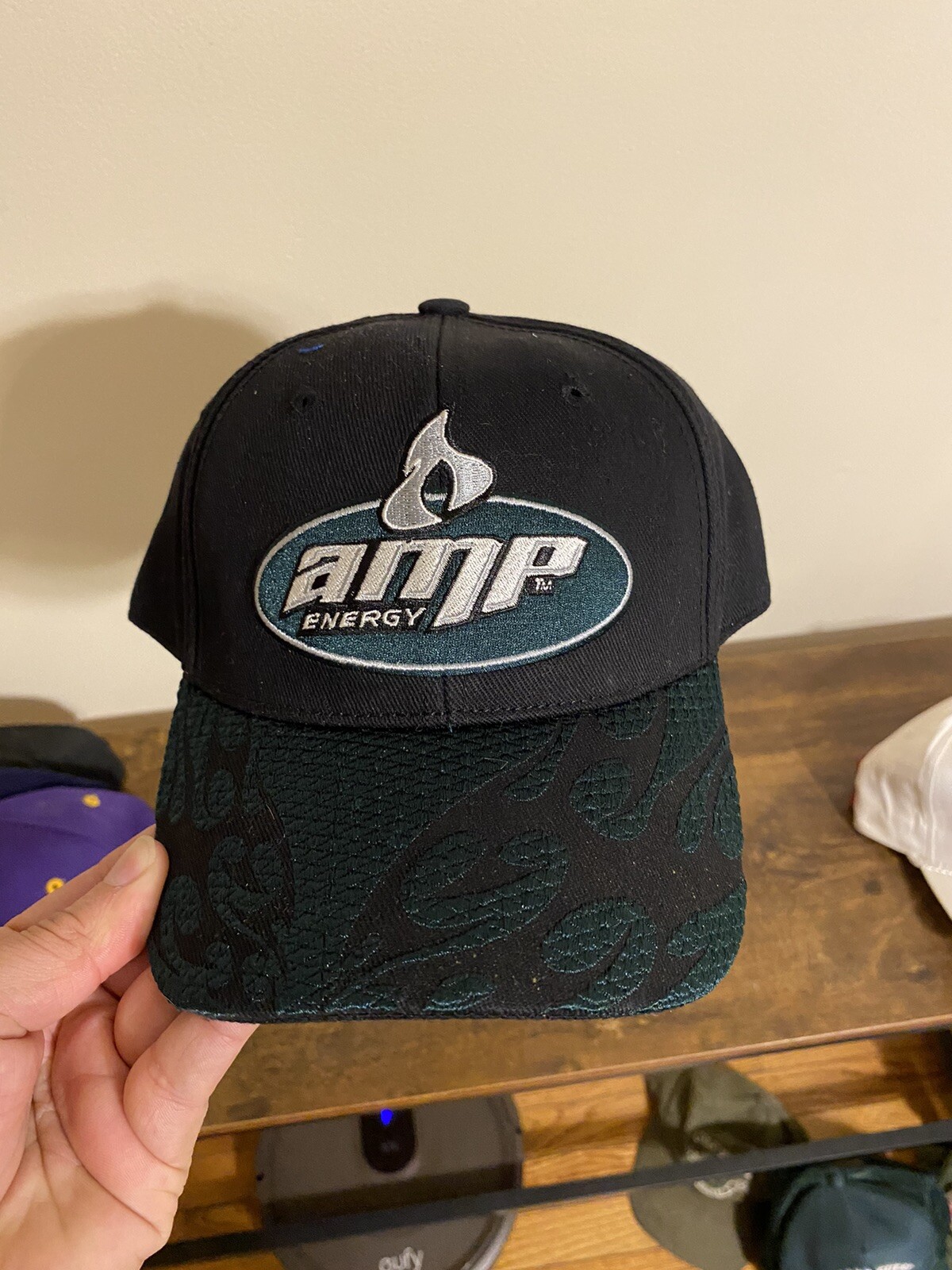 AMP Energy Drink Mesh Strapback Cap Adjustable Hat - Gem