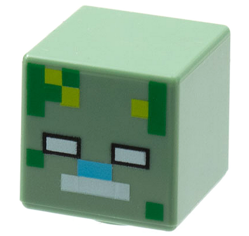 LEGO 19729pb046 MINECRAFT Drowned Zombie Minifigure, Head, Modified ...