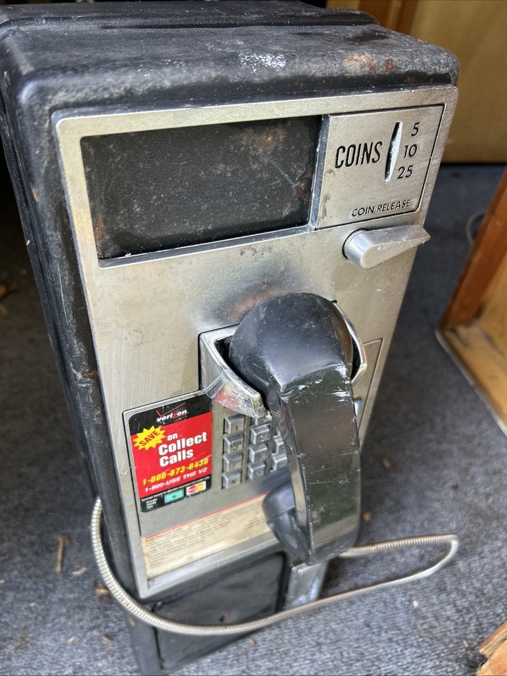 Vintage Black Phone Booth Payphone Push Button Telephone GTE Frontier ...