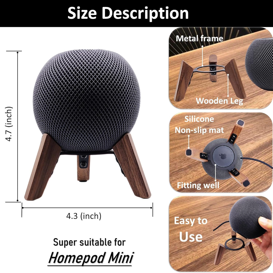 Real Wood Stand for Homepod Mini(2020 Released), Wooden Holder Tripod ...