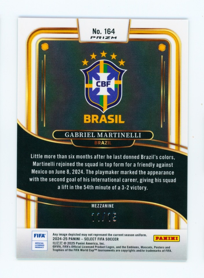 2024-25 Gabriel Martinelli Panini Select FIFA Tessellations Brazil Card ...