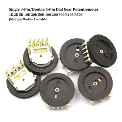 Single/Double Dial Gear Potentiometer 1K 2K 5K 10K 20K 50K 100 200 500 ...