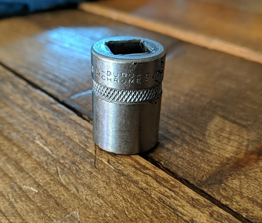 Vintage Duro Chrome 4418 H Socket 9/16" 3/8" Drive 6 Point Made in USA ...