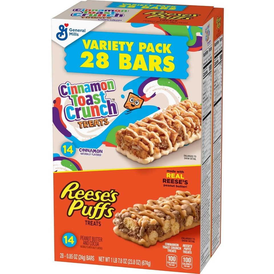 Reese's Puffs & Cinnamon Toast Crunch Cereal Treat Bars Variety Pack ...