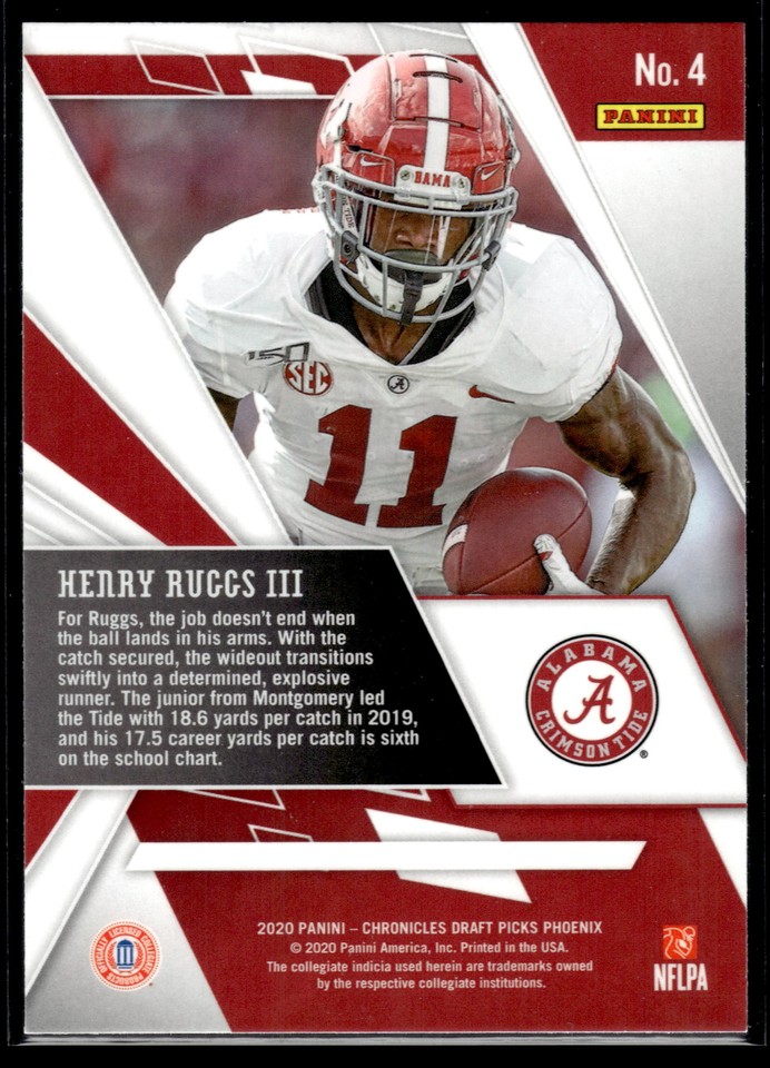 Henry Ruggs III 2020 Panini Chronicles Draft Picks Phoenix Rookie Card ...