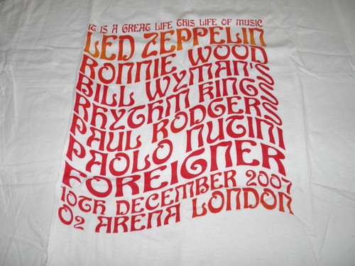 Led Zeppelin - O2 Reunion Show OFFICIAL T-shirt LARGE Ahmet Ertegun ...