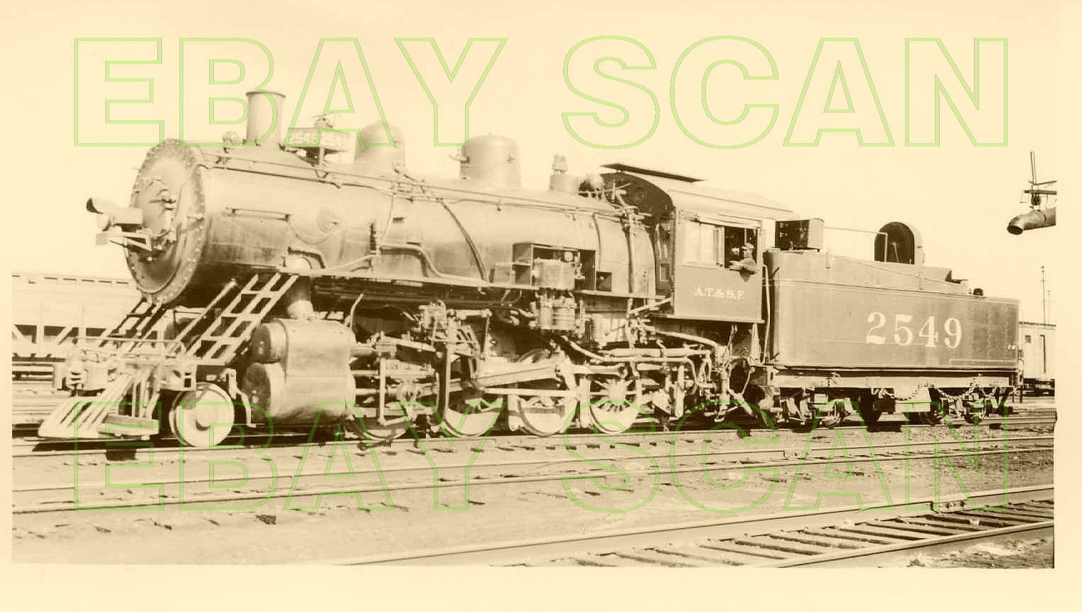 8D140 RP 1943 AT&SF SANTA FE RAILROAD 2-8-0 LOCO #2549 KANSAS CITY KS ...