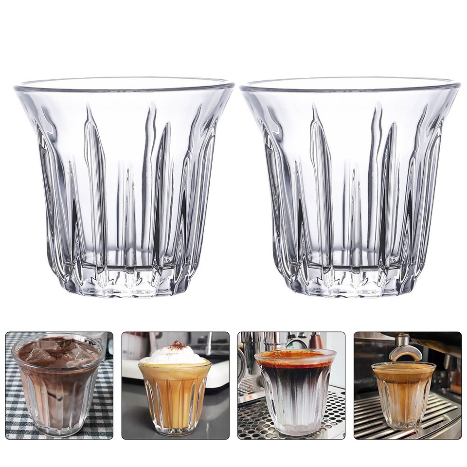 2Pcs Coffee Drinking Cups Transparent Milk Cups Glass Cups Wine Beer ...
