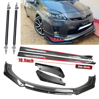 Front Rear Bumper Lip+78.7"Side Skirt Extension For Toyota Prius Body ...