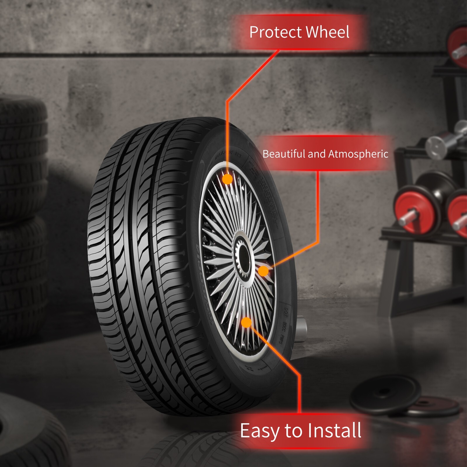 17 inch Wheel Cover Set of 4 Rim Cover for Iron Rim Wheel Hub Blade ...