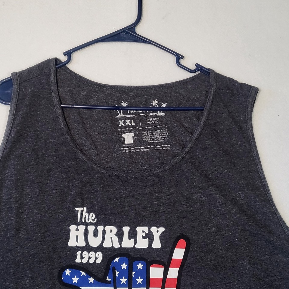 Hurley Tank Top Shirt Mens XXL dark gray USA Hang Ten Graphic New | eBay