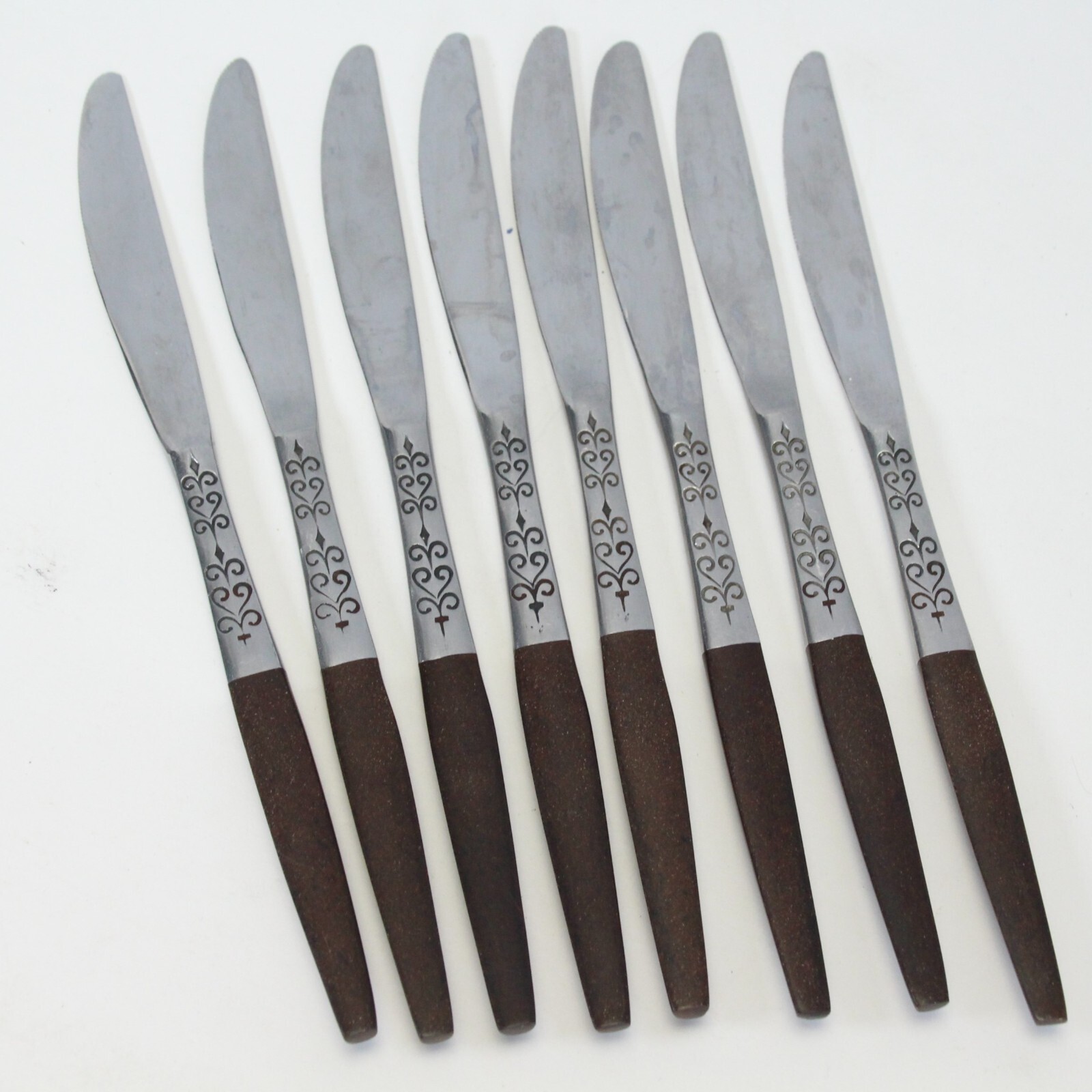 Interpur INR2 Dinner Knives 9" Brown Faux Wood Stainless Lot of 8 | eBay