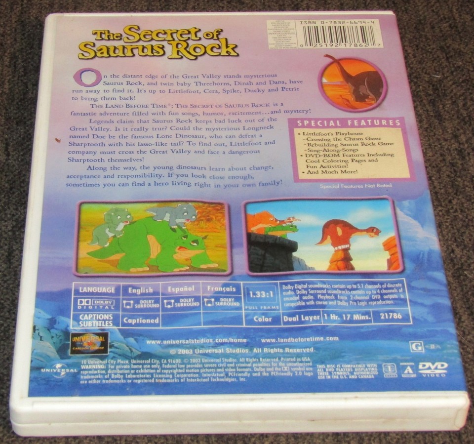 DVD The Land Before Time The Secret of Saurus Rock | eBay