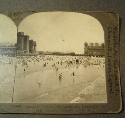 Keystone Stereo View Card "In The Surf "Atlantic City, N.J. Nice signs ...