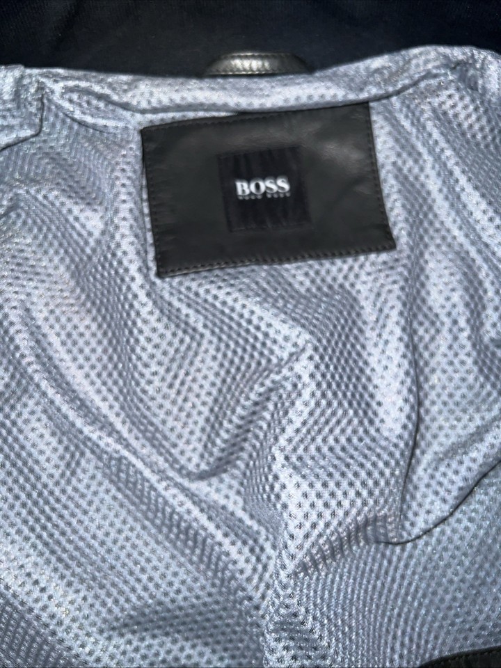 Hugo Boss Men's Lamb Leather Bomber Jacket In Black Size European 50 ...