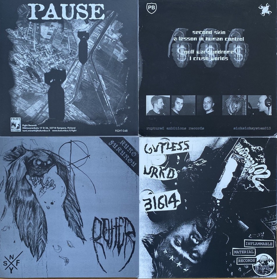 4 x 7” VINYL UK HARDCORE CRUST PUNK POLICE BASTARD RUIN PAUSE URKO ...