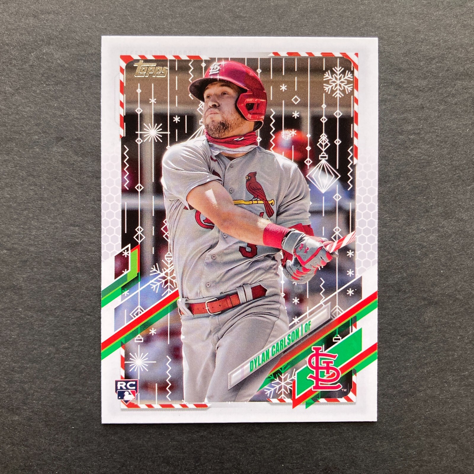 Dylan Carlson 2021 Topps Holiday HW106 RC SP Candy Cane Bat Variation ...