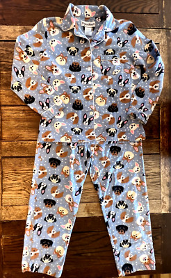 DOG PRINT PAJAMA SET PAJAMA MANIA COTTON FLANNEL BABY BLUE Boho CUTE ...