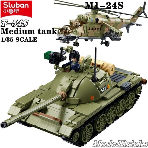 Sluban T-54S Tank and M38-B1135 B1136 Military WW2 BMP-2MS IFV Building ...
