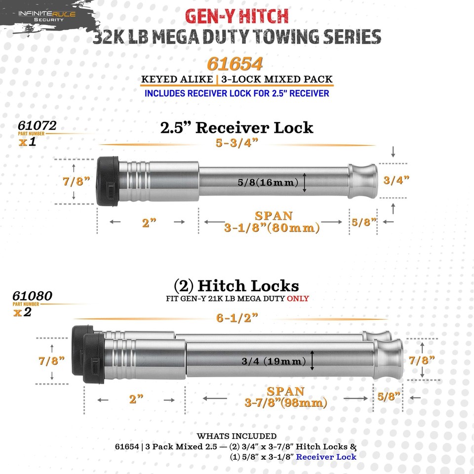 61654-D | Hitch Lock for Gen-Y Hitch Mega Duty - 32K LB Series - 3 Pack ...