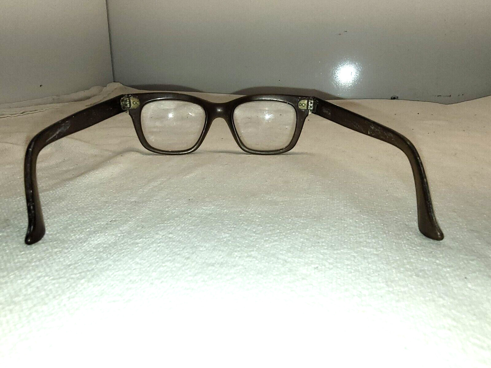 VINTAGE 50'S VAM BROWN PLASTIC HORN RIM EYEGLASSES FR… - Gem