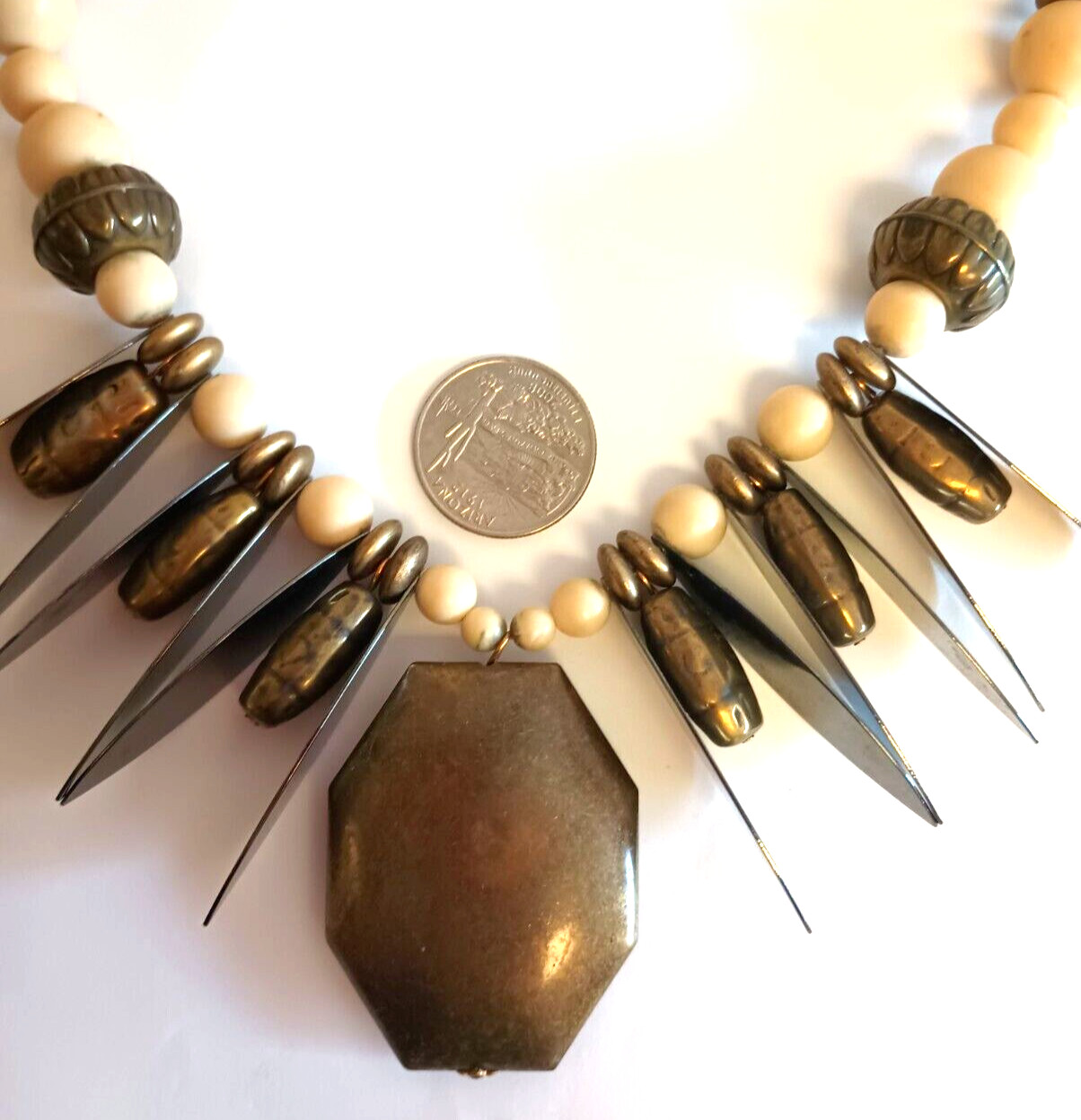 Artisan Tribal Style Brass Pendant Necklace Artisan H… - Gem